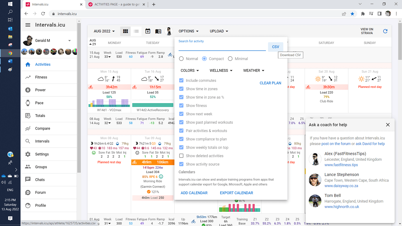 ACTIVITIES PAGE - a guide to getting started - Guide - Intervals.icu Forum