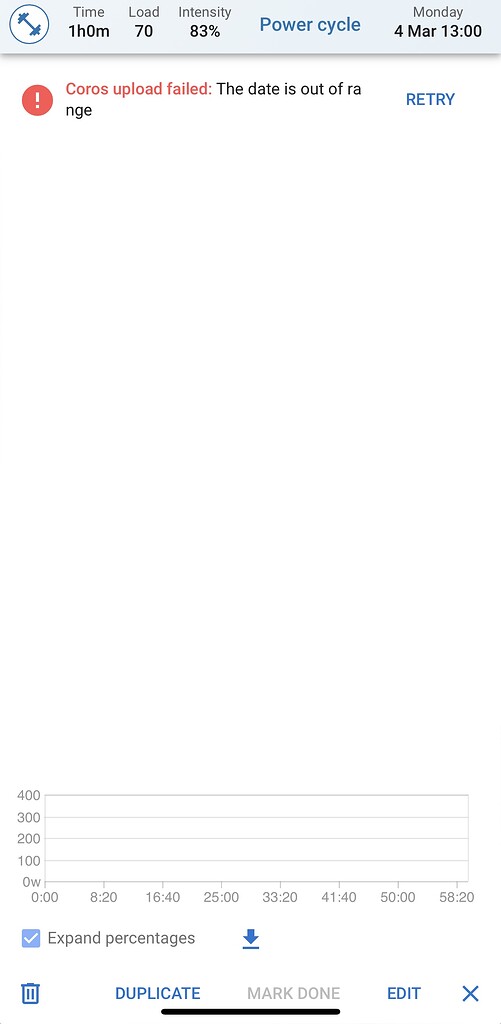 Coros integration bug: upload planned workout to coros does not seems work - Bug Reports ...