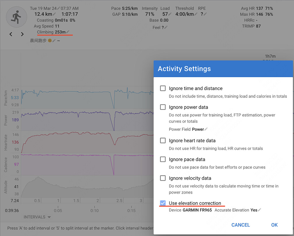 How do I set the "Use elevation correction" option to default off ...