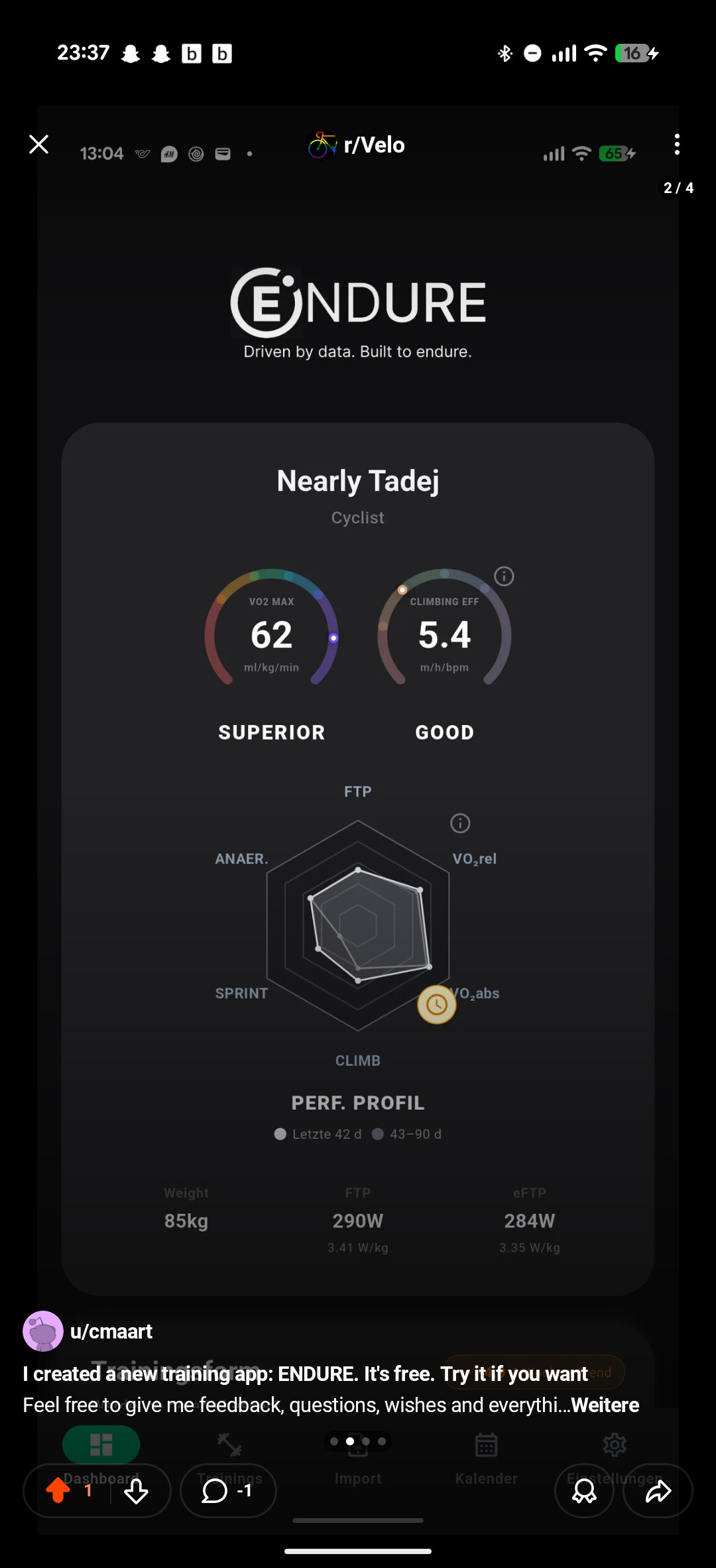 ENDURE – a data-first cycling app with in-ride lactate logging & auto ...